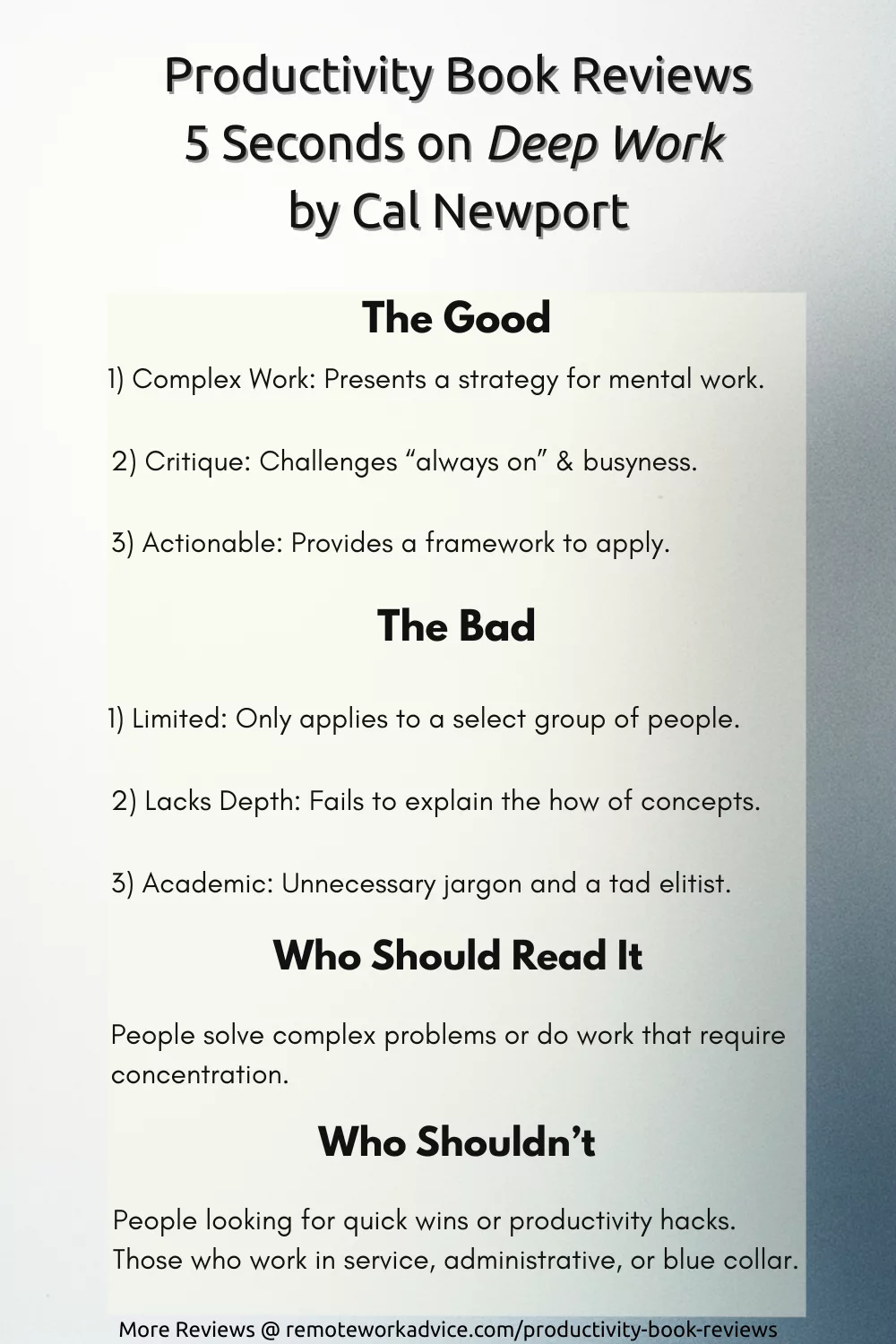 Deep Work Book Review & Summary